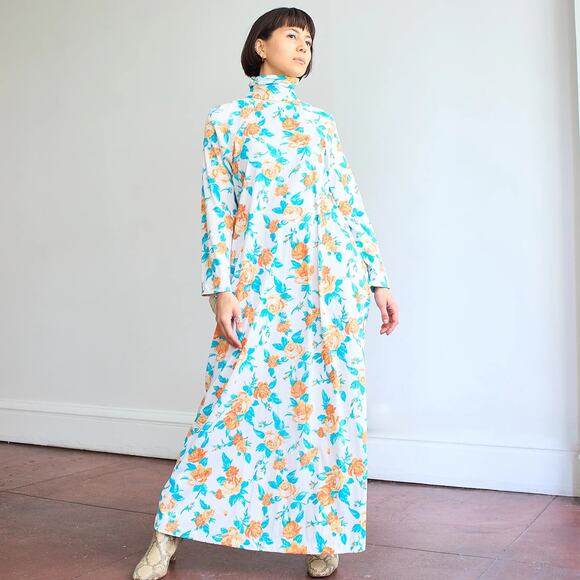 Butterfield 8 | Dresses | 96s70s Butterfield 8 Turtleneck Floral Caftan ...